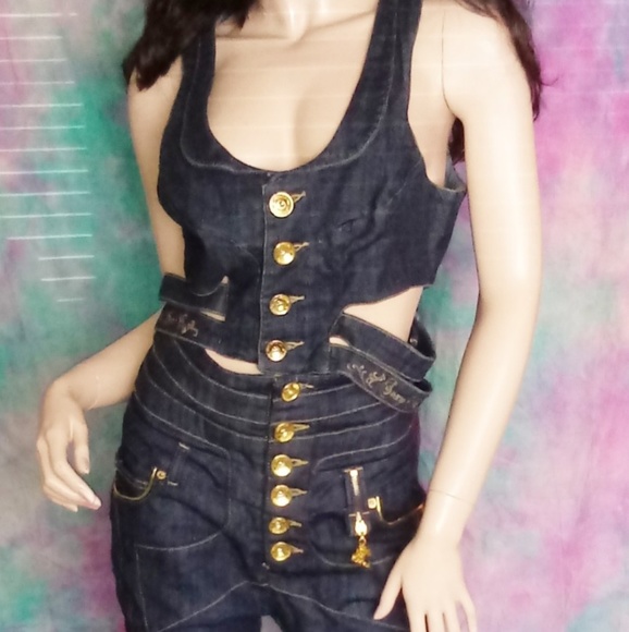 Apple Bottoms | Pants & Jumpsuits | 2 Pc Strappy Jumpsuit Vest High ...